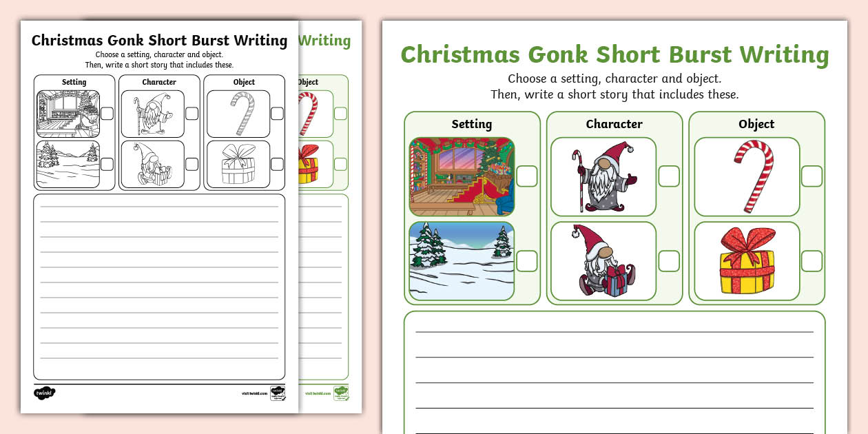 Christmas Gonk Short Burst Writing Template (teacher made)