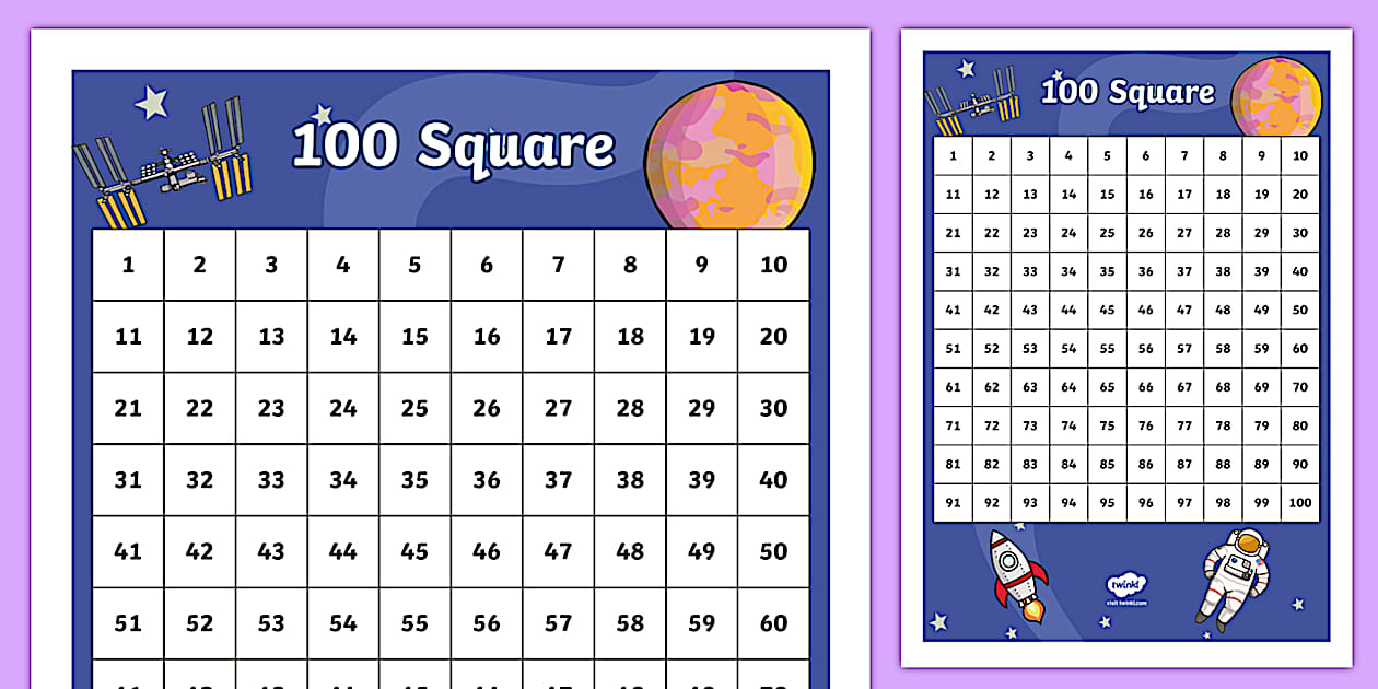 Space-themed Number Chart to 100 (teacher made) - Twinkl