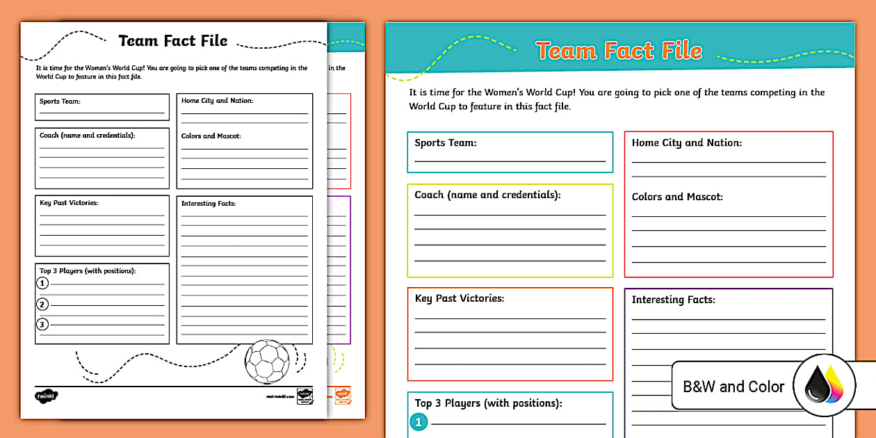Sports Team Fact File Writing Template (teacher made)