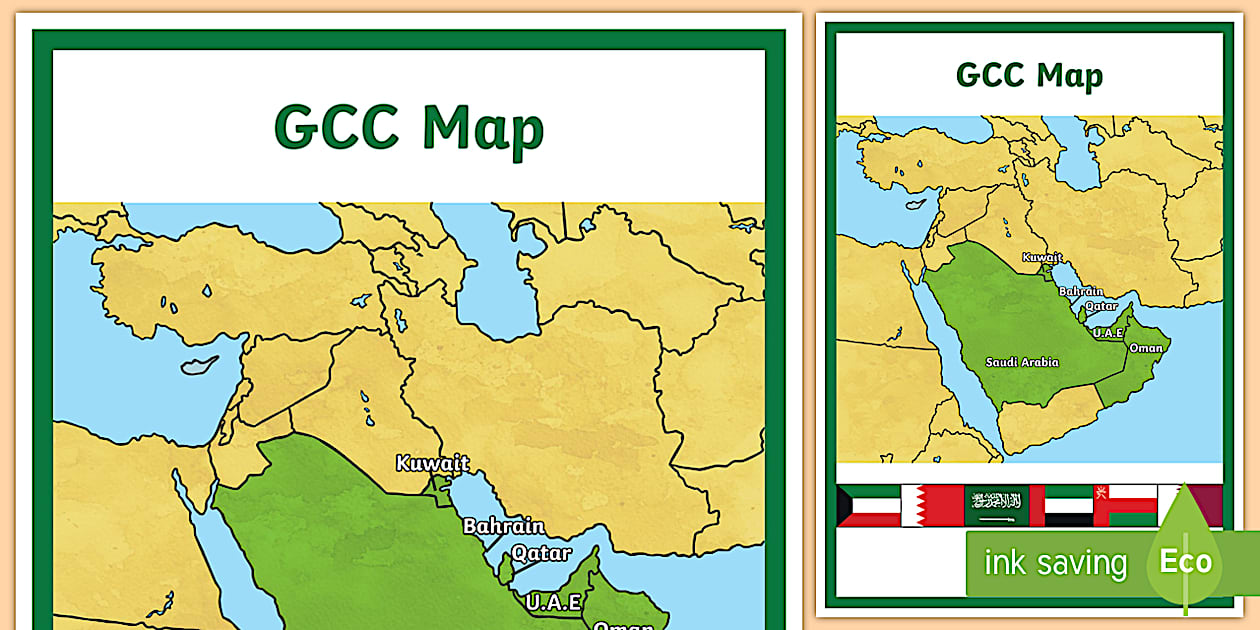 GCC Map A4 Display Poster (teacher made) - Twinkl