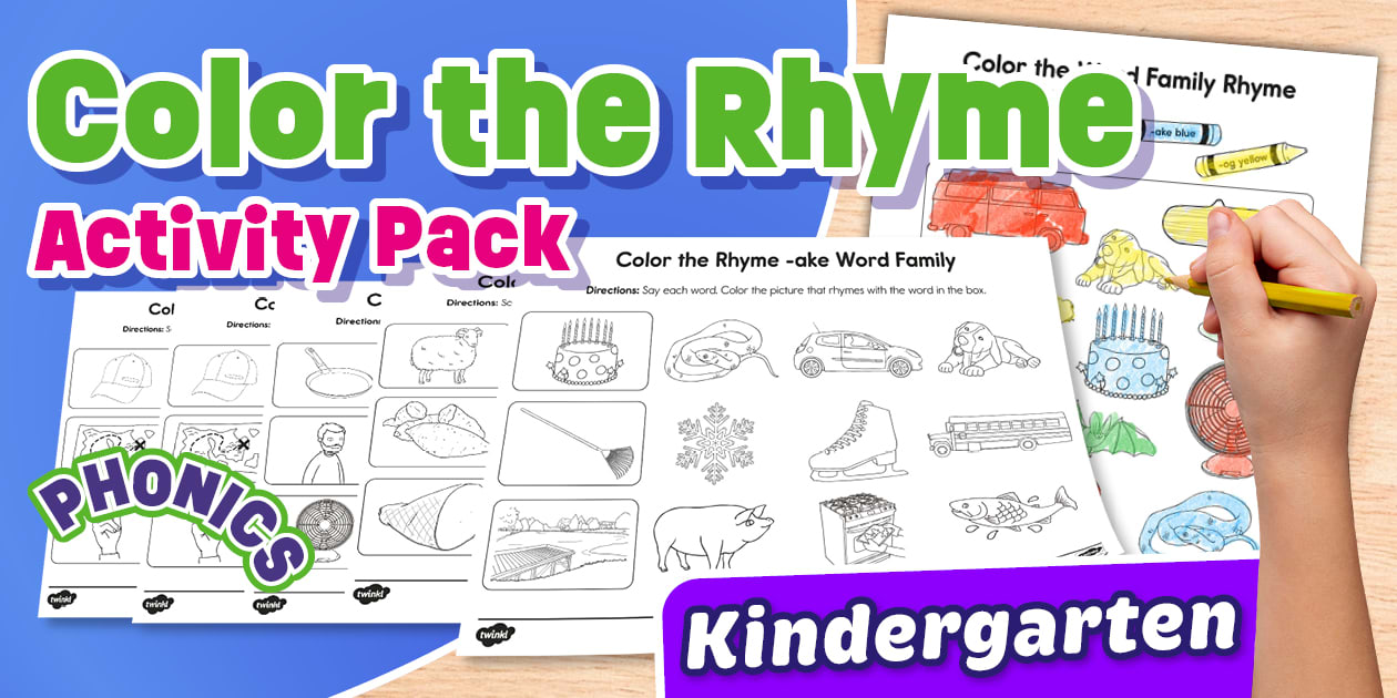 Kindergarten Color the Rhyme Activity Pack - Twinkl