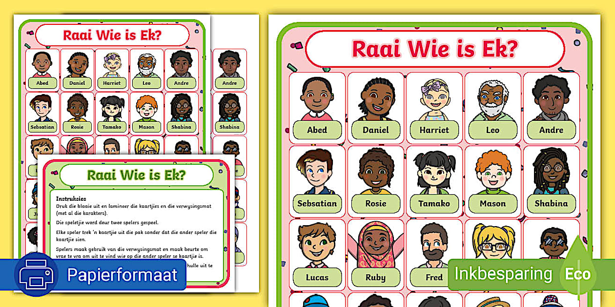 Raai Wie is Ek? Speletjie (teacher made) - Twinkl
