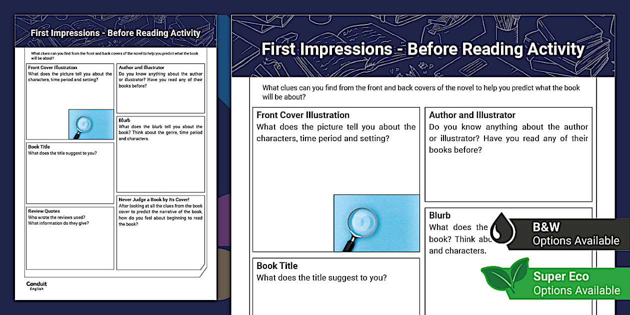 Reinforcing Reading First Impressions Before Reading Activity