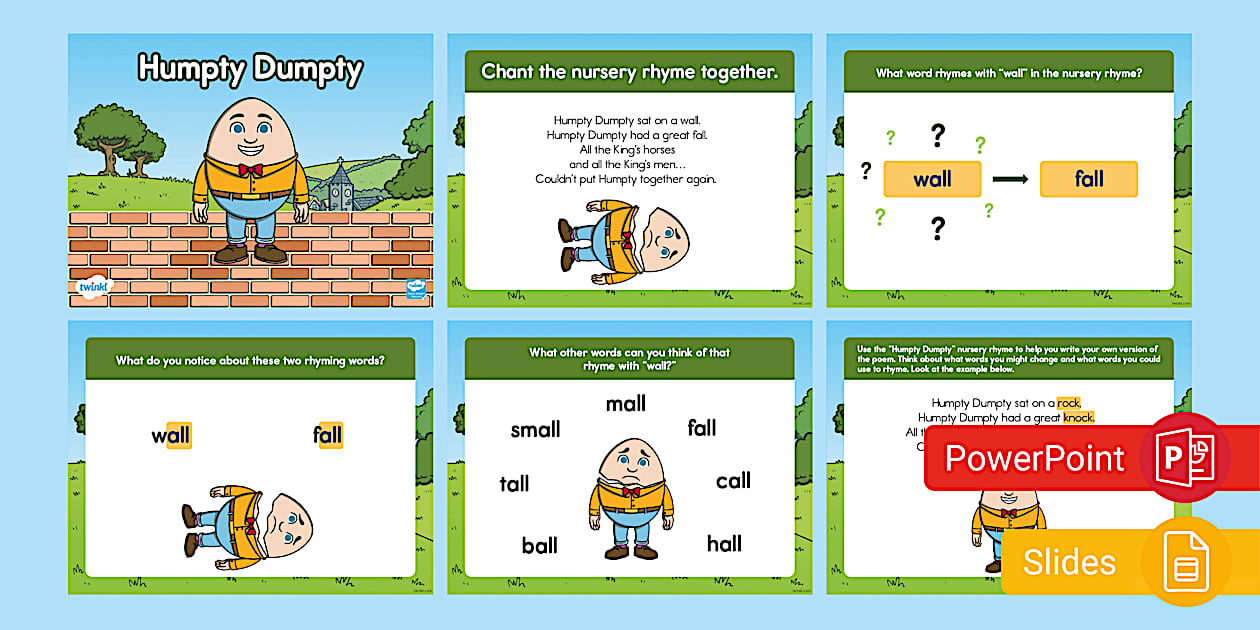 Humpty Dumpty Rhyming Practice PowerPoint (Teacher-Made)