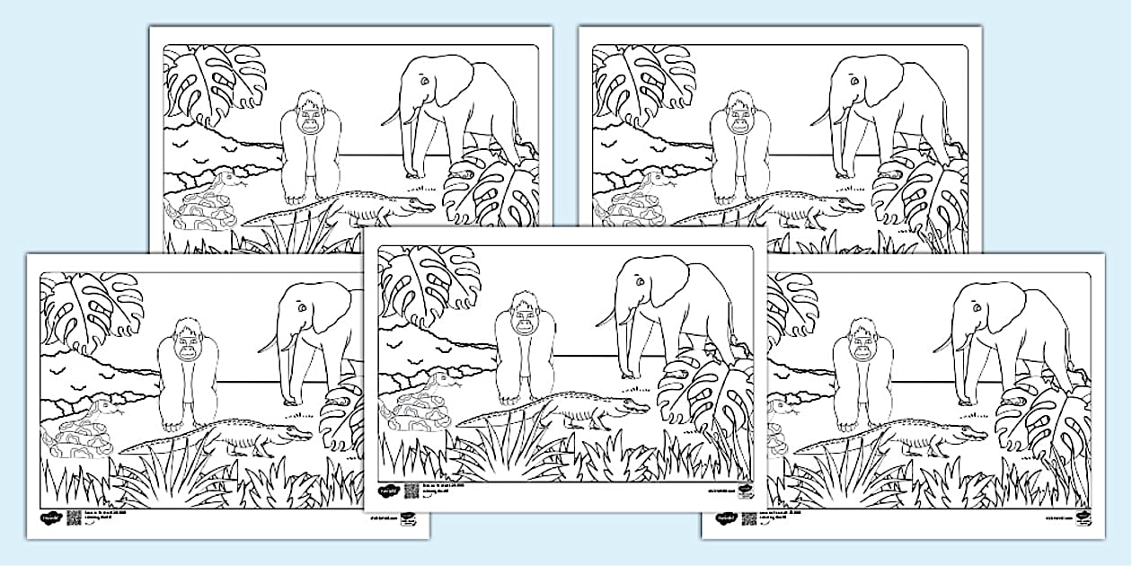 Down in the Jungle Colouring Pages (teacher made) - Twinkl