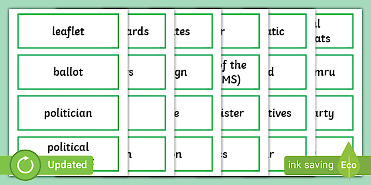 Welsh Senedd Election Word Cards