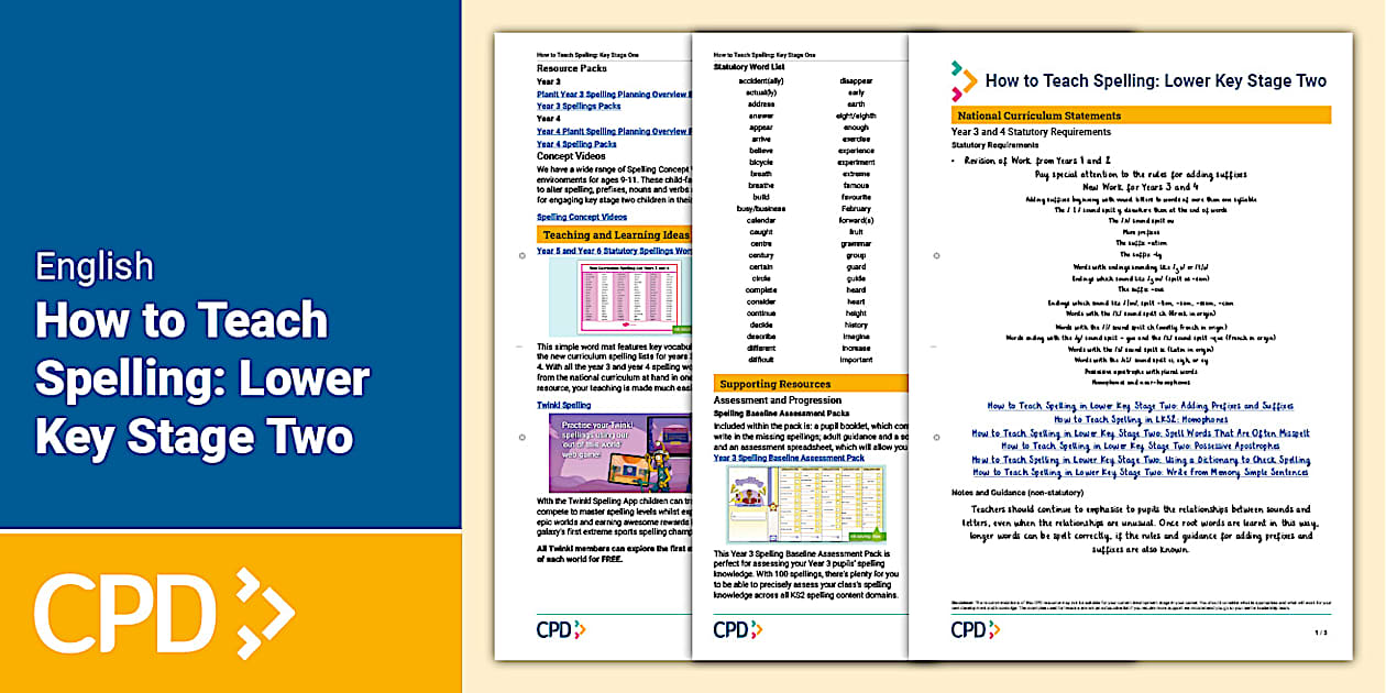 How to Teach Spelling: Lower Key Stage Two - Twinkl