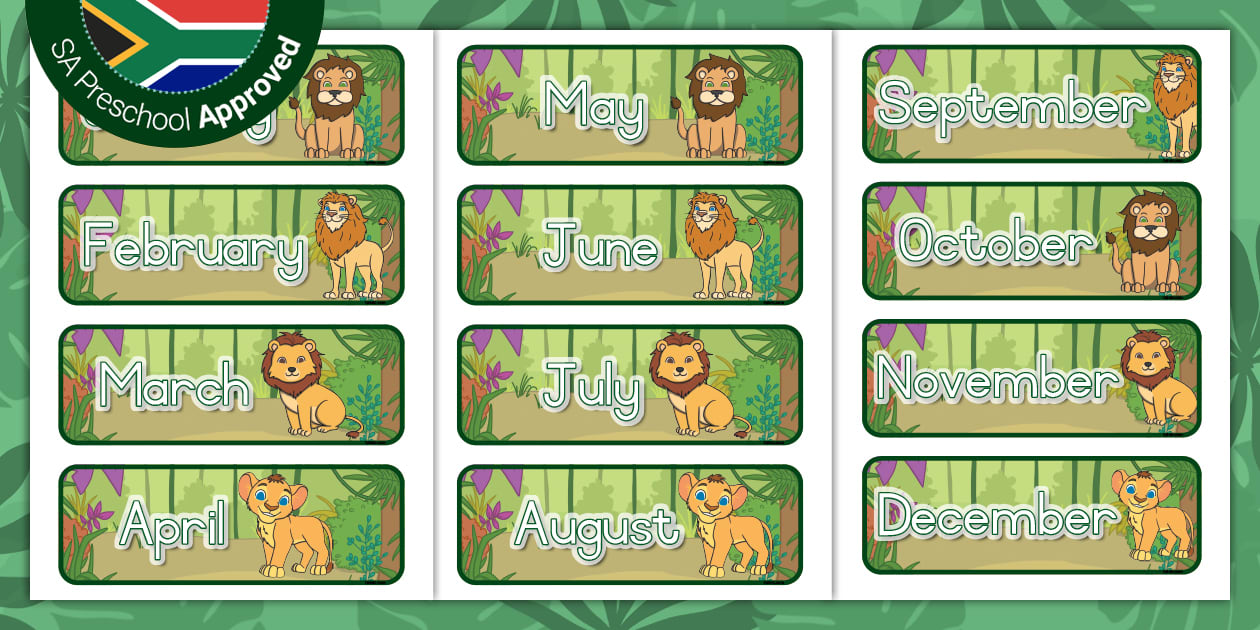 Lion-Themed Months of the Year Cards (teacher made) - Twinkl