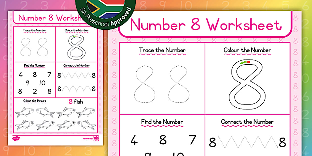 Preschool Numeracy: Number 8 Worksheet (teacher made)