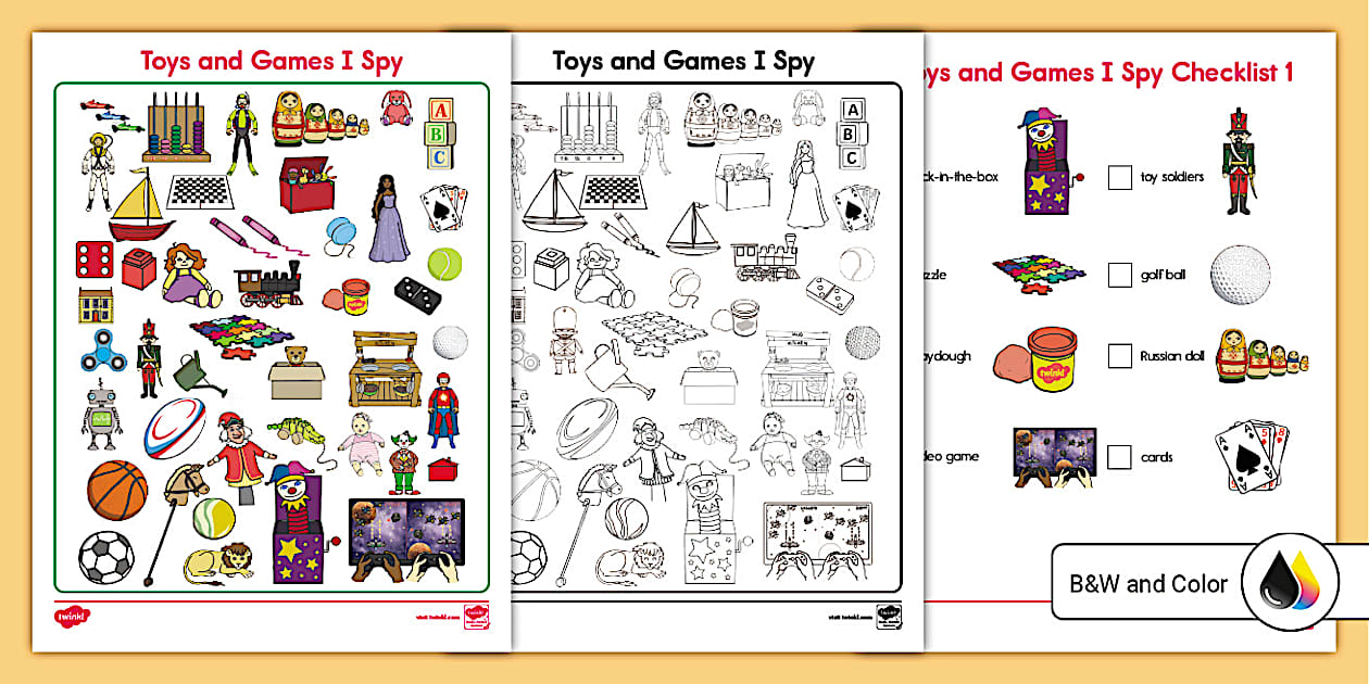 Toys and Games I Spy Activity (teacher made) - Twinkl