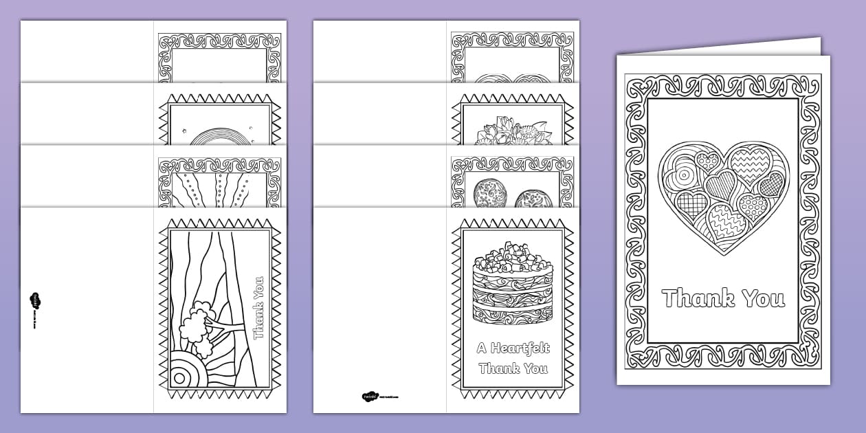 Thank You Coloring Cards (teacher made) - Twinkl