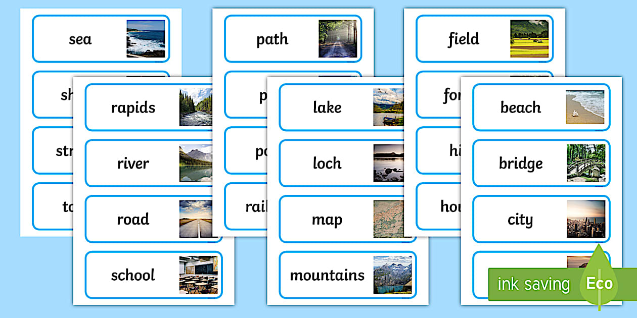 Geographical Features Word Cards (teacher made) - Twinkl