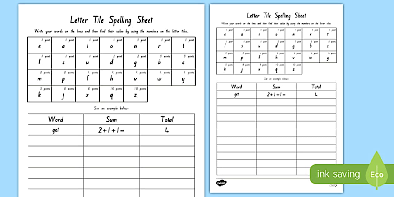 Letter Tile Spelling Words Worksheet / Worksheet, worksheet