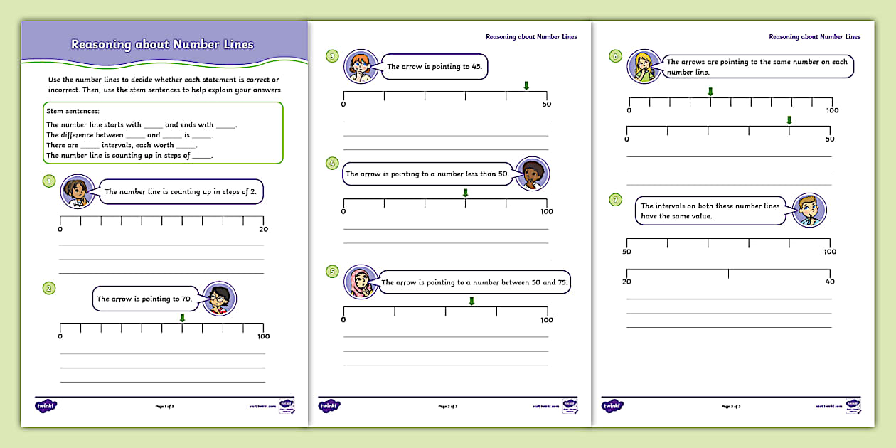 👉 Year 2 Reasoning about Number Lines Activity Sheet