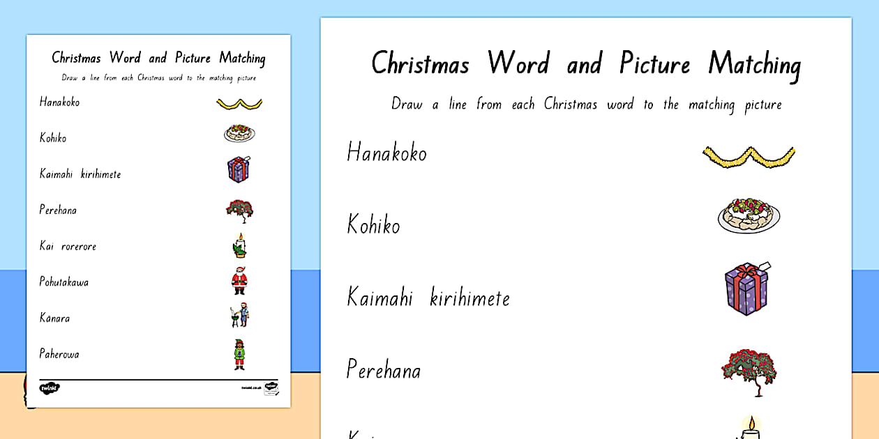 Kirihimete Taurite te pikitia ki te kupu (teacher made)