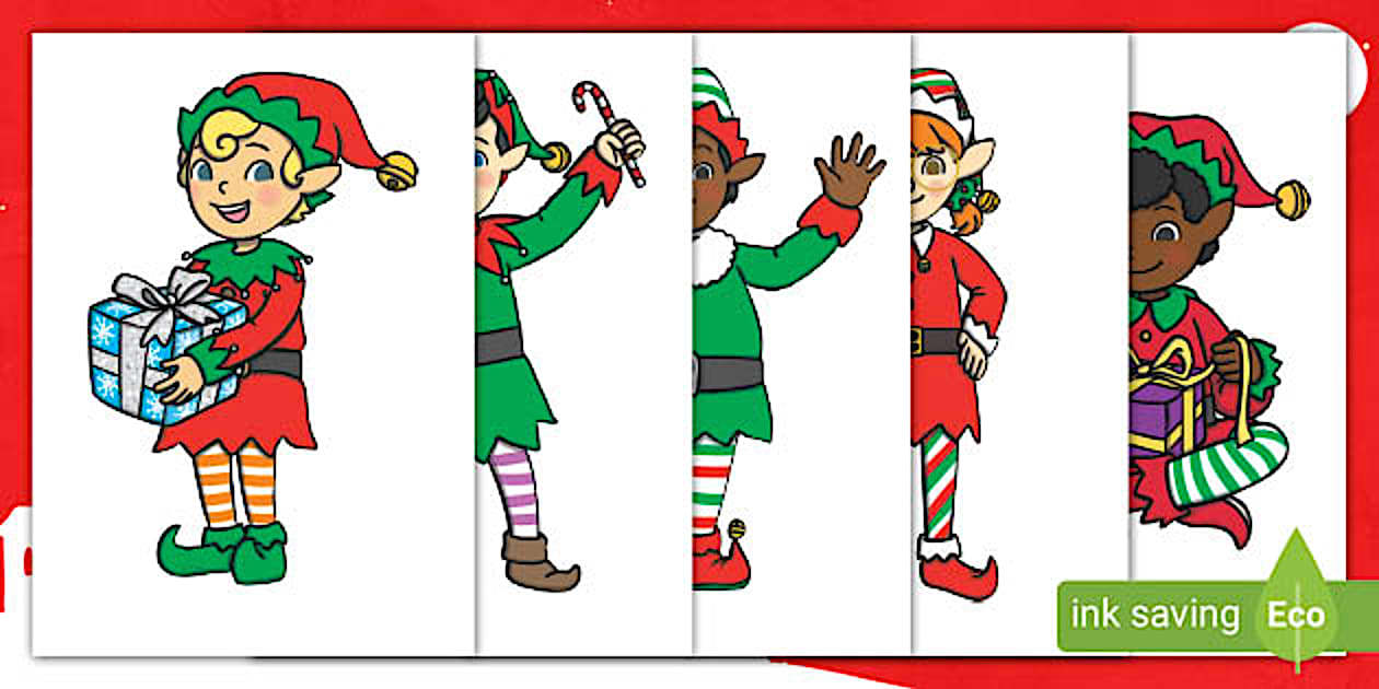 Black and White Christmas Editable A4 Elves (teacher made)