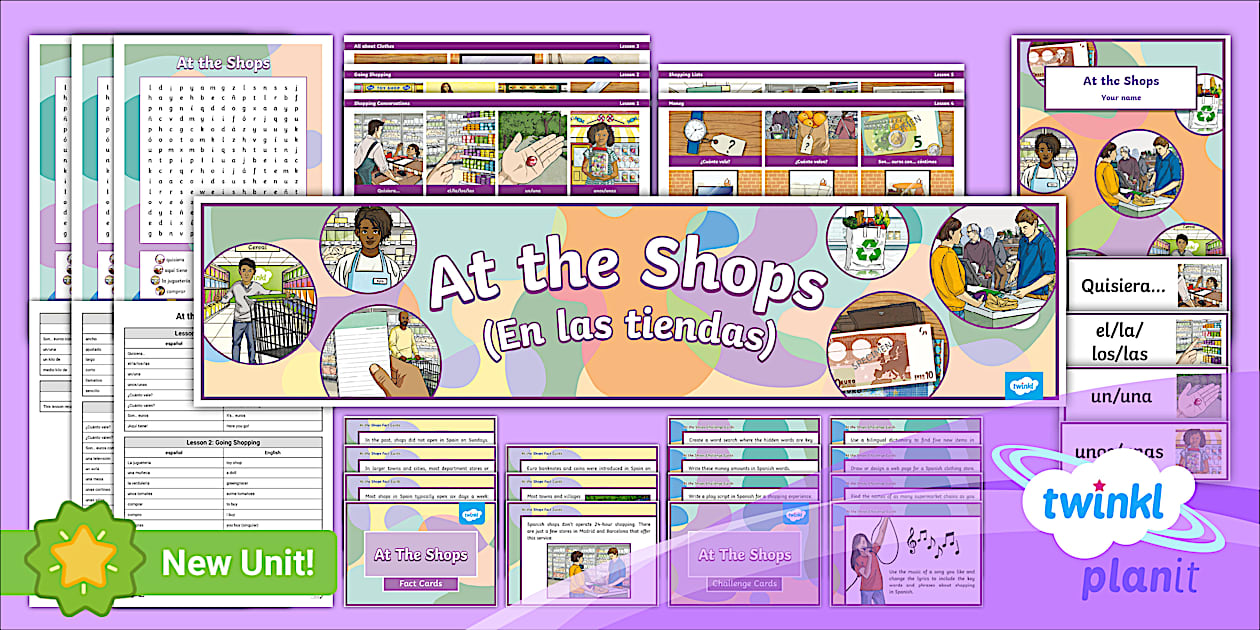 👉 Planit Year 6 Spanish Classroom Display: At the Shops