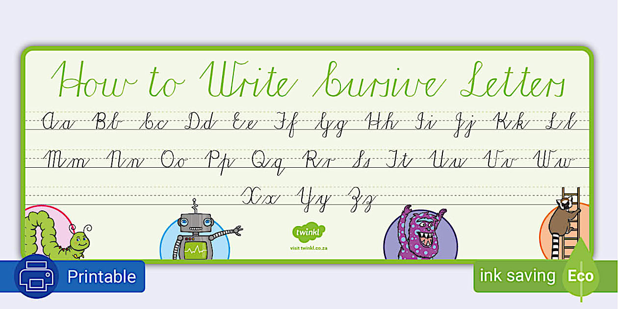 SA Cursive Letters Chart - Printable (teacher made) - Twinkl
