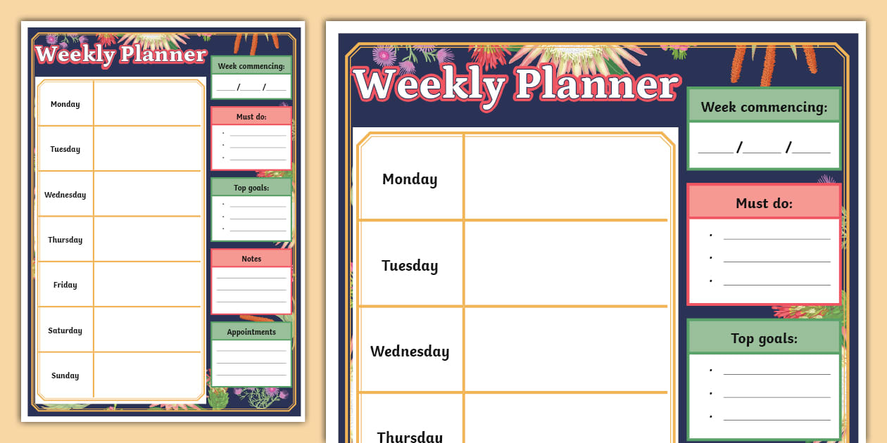 * NEW * Fynbos-Themed Weekly Planner (Teacher-Made) - Twinkl