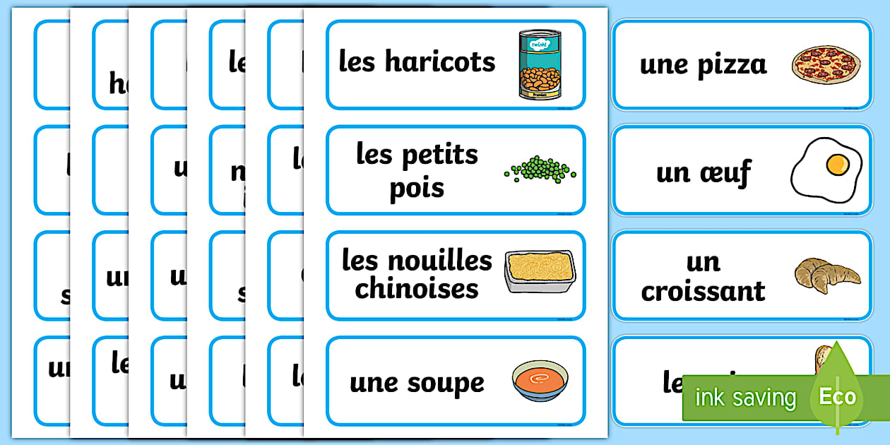 Cartes de vocabulaires : La nourriture (teacher made)