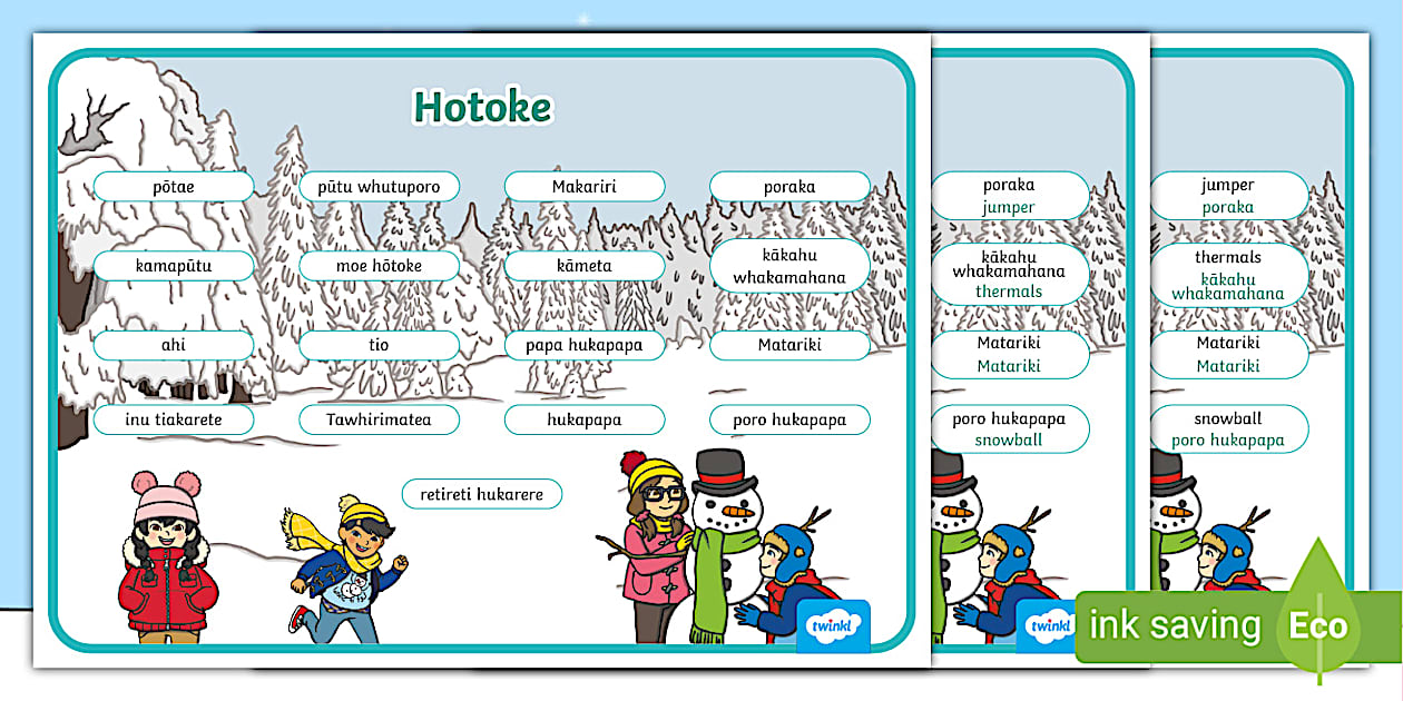New Zealand Winter Word Mat Te Reo Māori - Twinkl