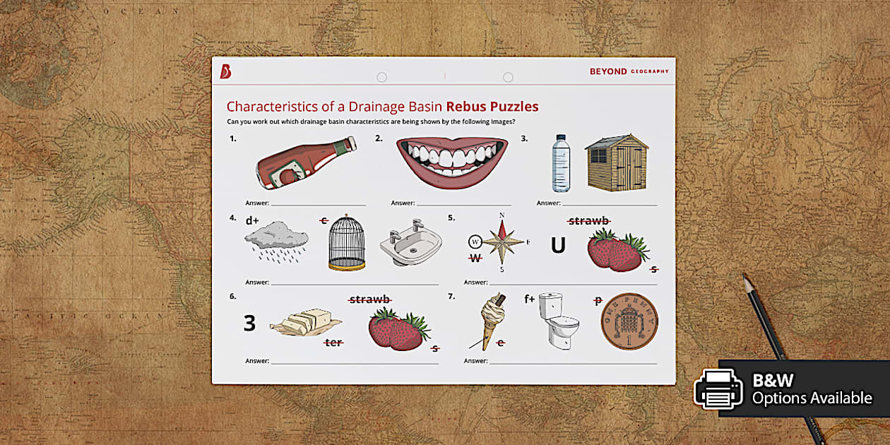 Characteristics of a Drainage Basin Rebus Puzzles - Twinkl