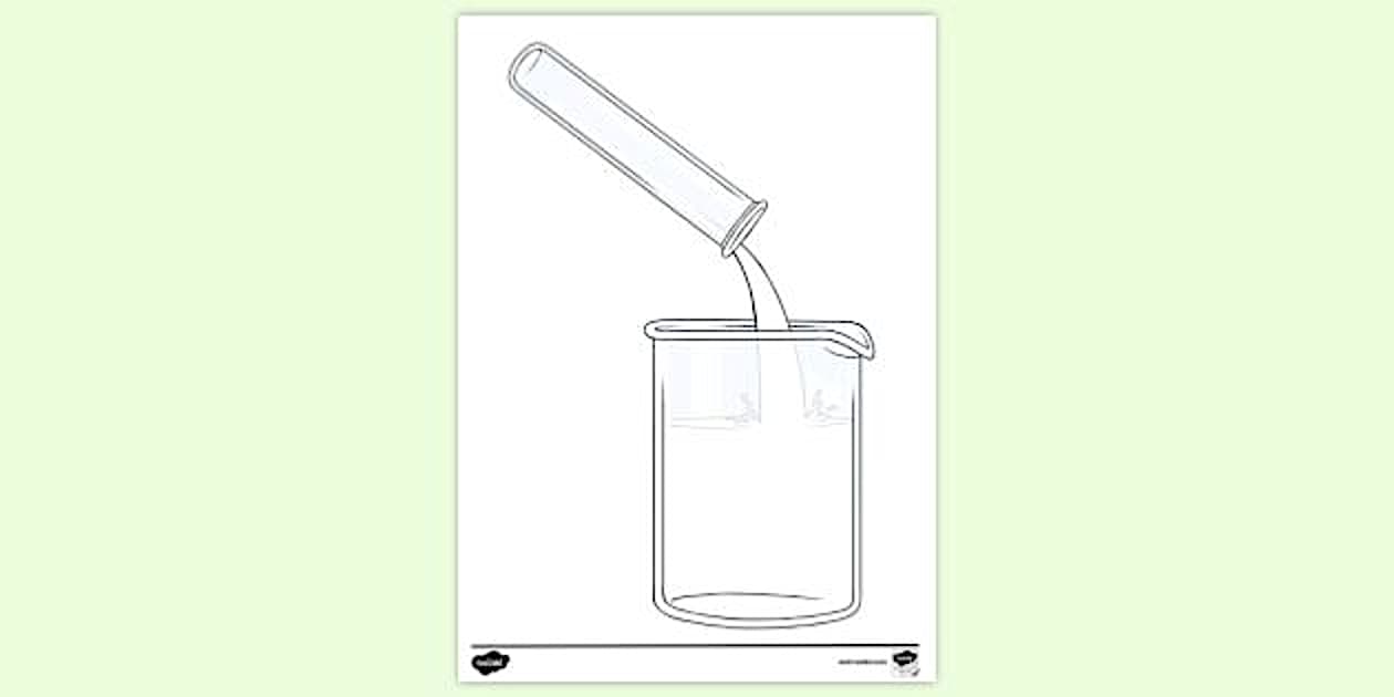 Test Tube Pouring Into Beaker Colouring Sheet | Colouring