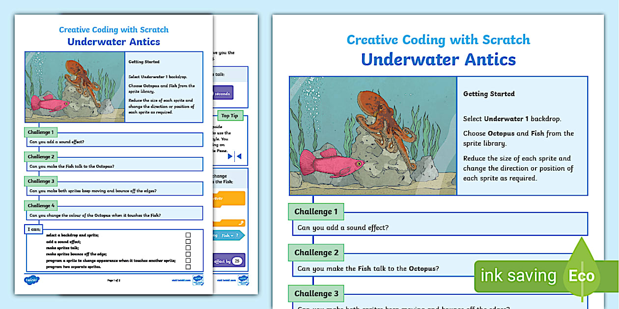 Underwater Antics Scratch Worksheet - Twinkl