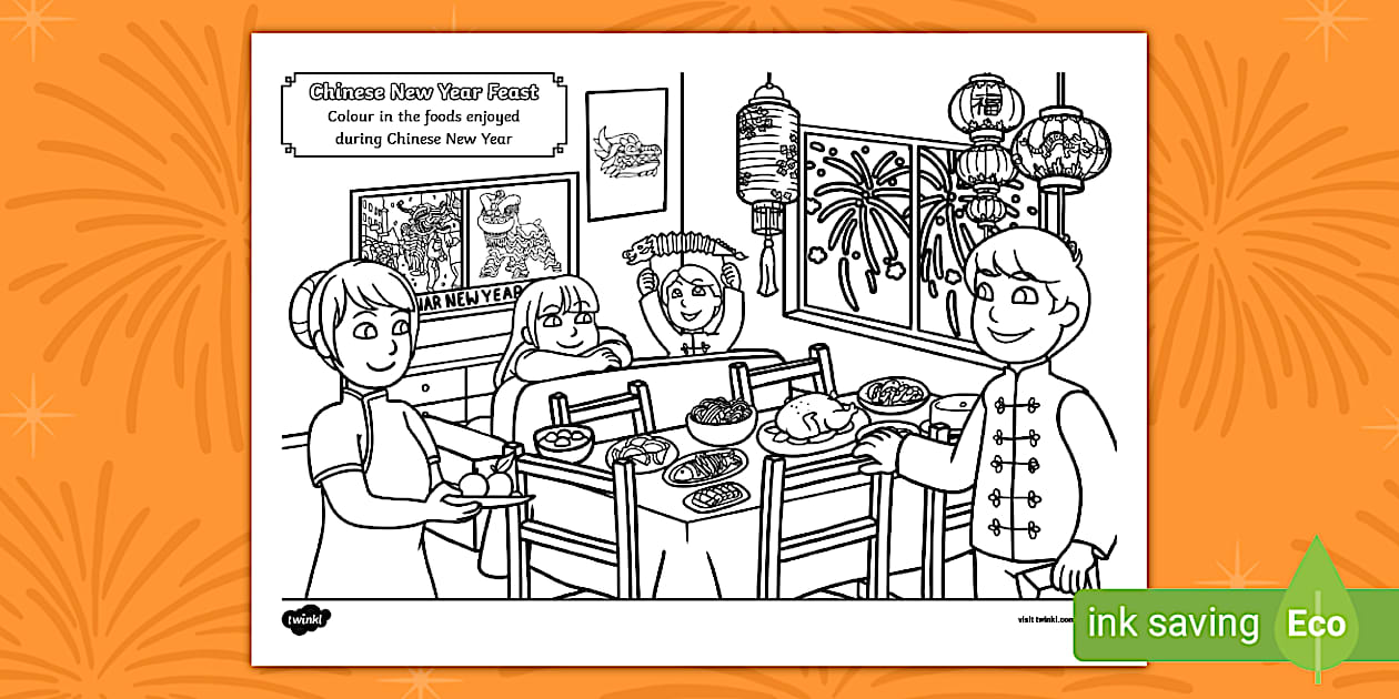 Chinese New Year Feast Colouring Page (teacher made)