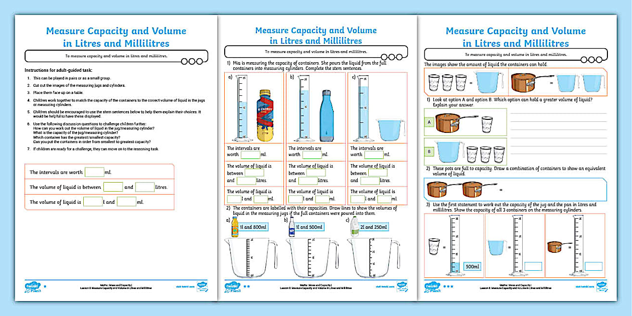 👉 Measure Capacity and Volume in Litres and Millilitres Differentiated ...