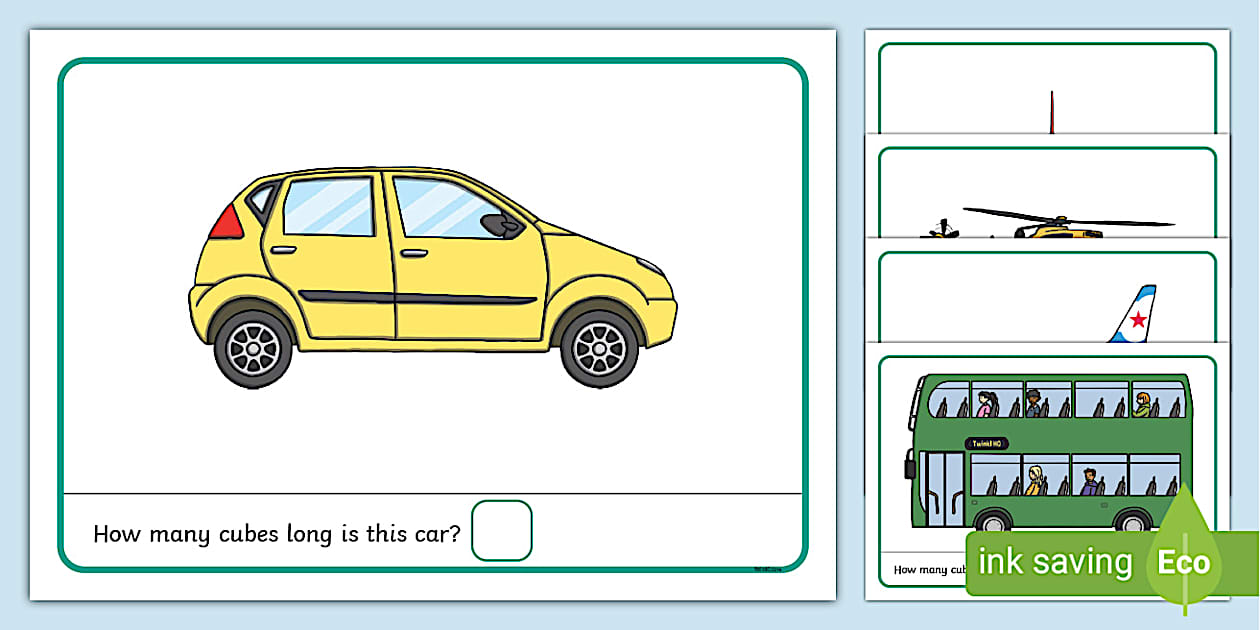 Measuring with Cubes Transport-Themed Activity Mat - Twinkl