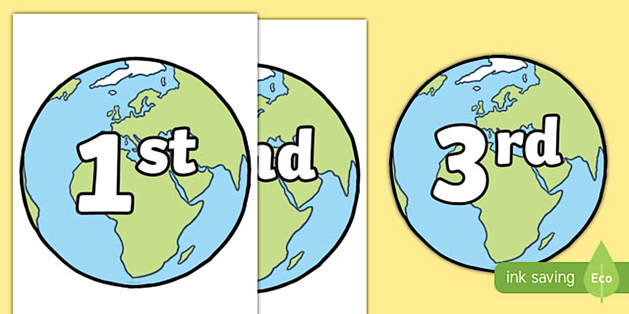 Ordinal Numbers on Planet Earth Display (teacher made)