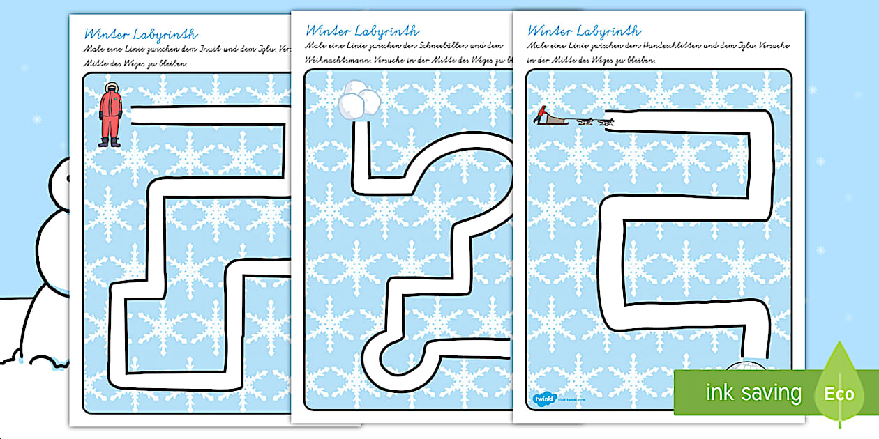 Winter Labyrinth Aktivität (Teacher-Made) - Twinkl