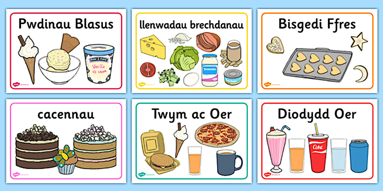 Matiau Bwyd 'Caffi' (teacher made) - Twinkl