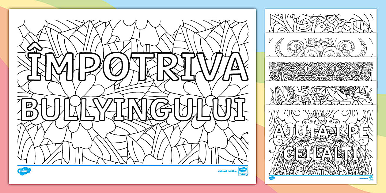 Împotriva bullyingului – Desene de colorat mindfulness