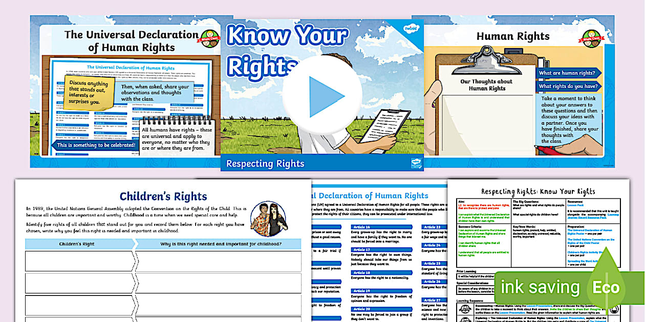 Citizenship UKS2 Respecting Rights Lesson 1: Know Your Rights Lesson Pack
