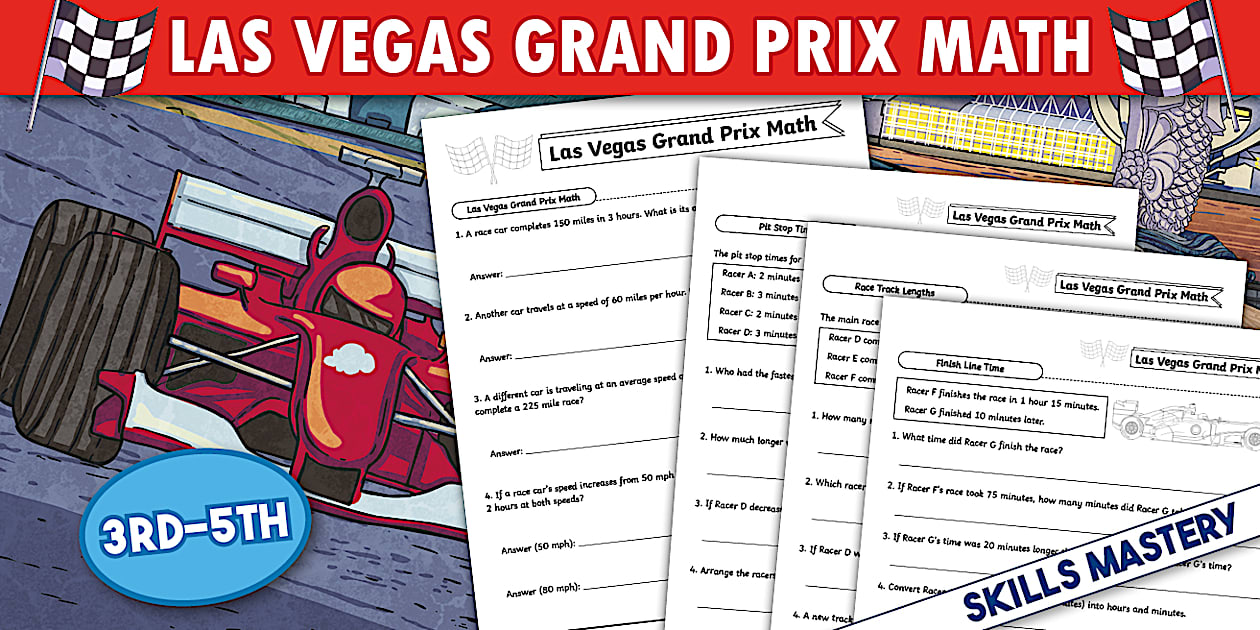 Las Vegas Grand Prix Math Worksheet for 3rd-5th Grade