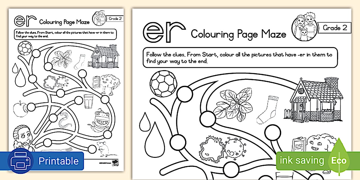 Grade 2 Phonics: Colouring Maze -er (teacher made) - Twinkl