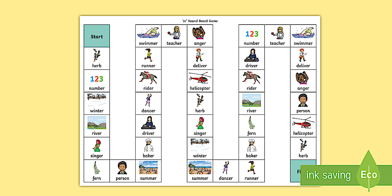Reading 'er' Sounds Board Game (teacher made) - Twinkl