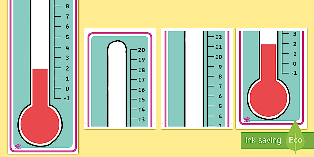 Thermometer Vertical Numbers -1 to 20 Number Line - Twinkl