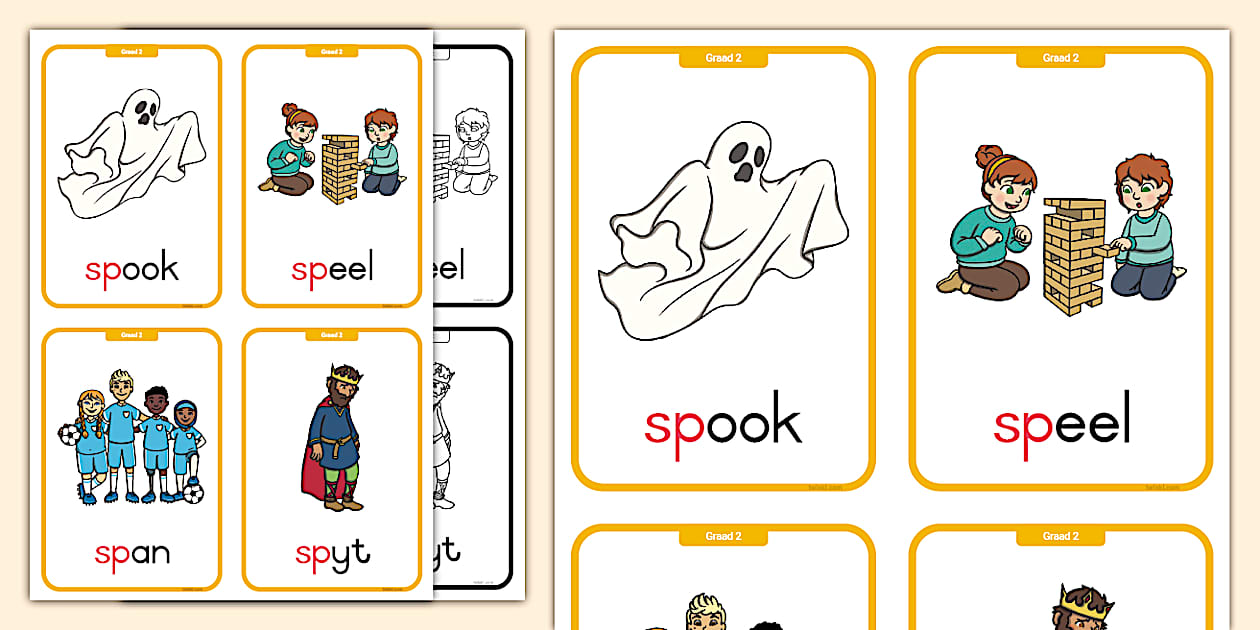 Graad 2 Klanke Flitskaarte Beginklank sp - Twinkl