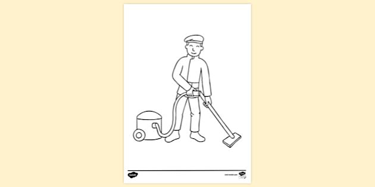 Things We Do Captain Stomp Vacuuming Colouring Sheets