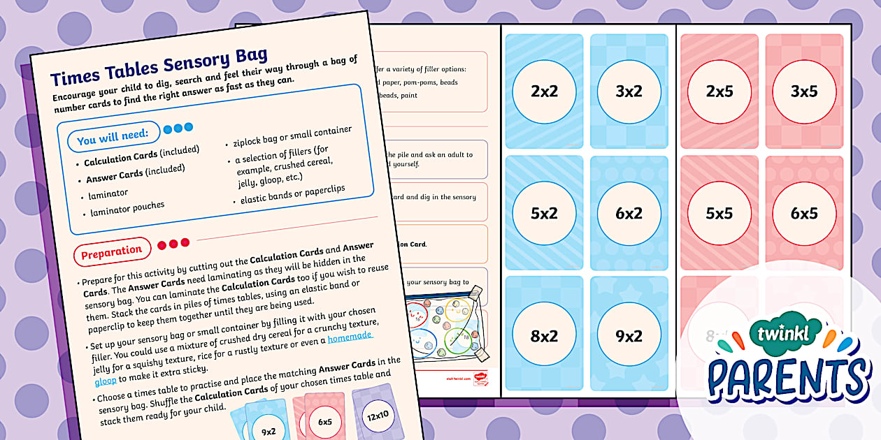 👉 SEND Maths Support: Times Tables Sensory Bag (Year 2 Level)
