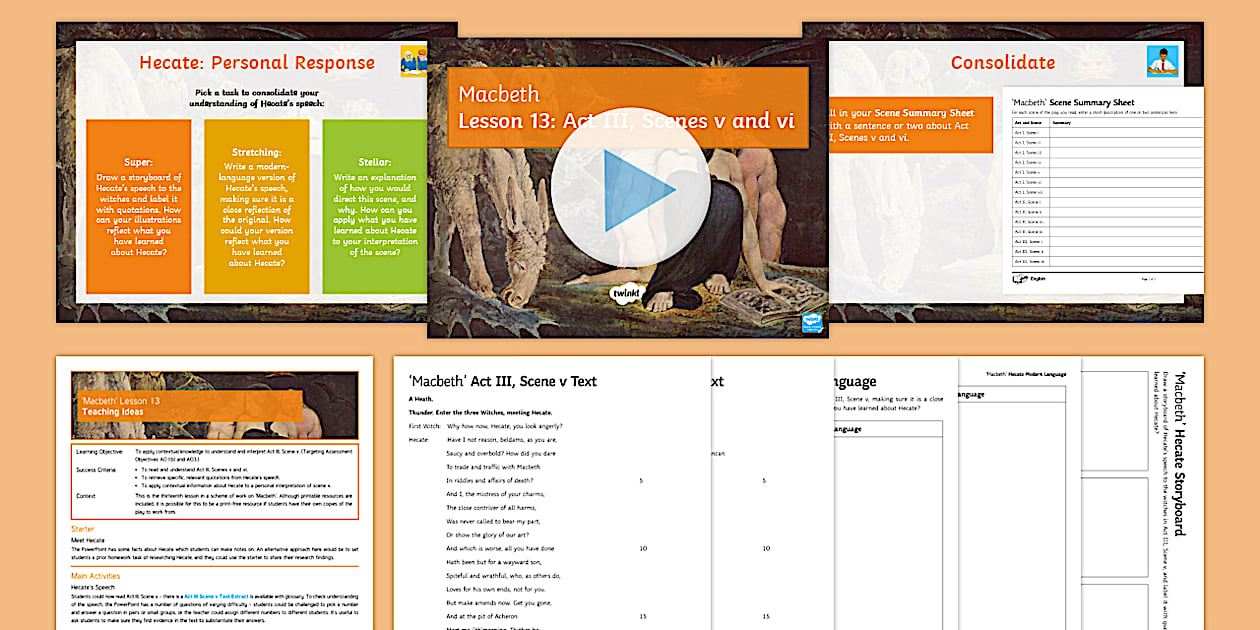 Editable Macbeth Lesson 13: Act III, Scenes v and vi