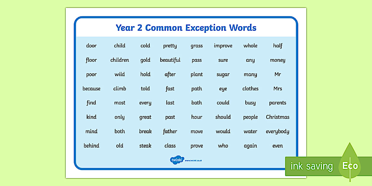 Year 2 Common Exception Word Mat (teacher made) - Twinkl