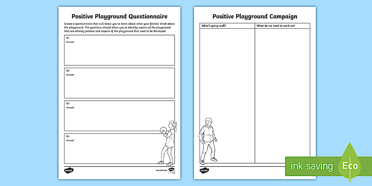 Editable Playground Questionnaire Worksheet (teacher made)