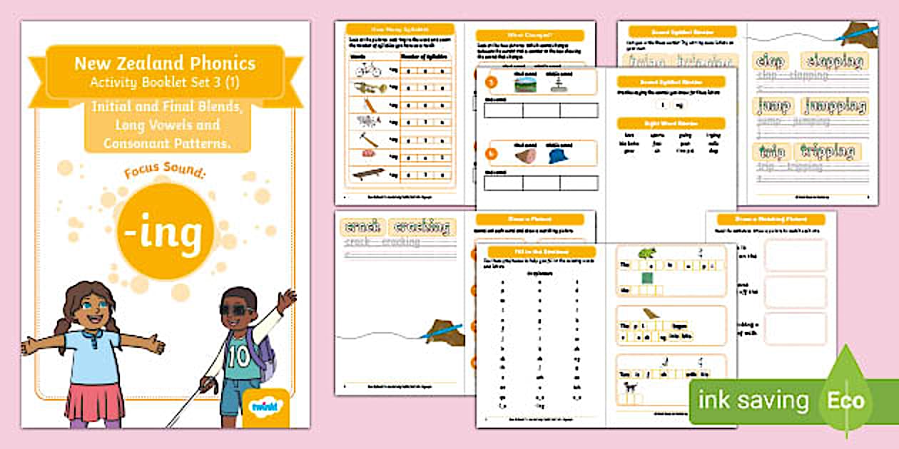 New Zealand Phonics Activity Booklet 1 (Set 3) - Suffix -ing