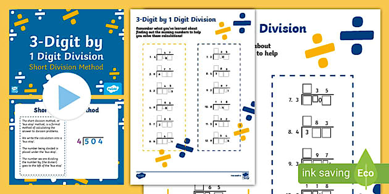 KS2 Short Division Missing Number Reasoning Resource Pack