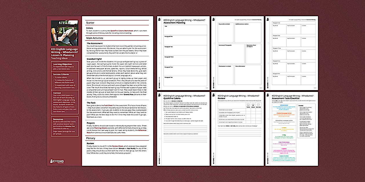 KS3 English Language Writing: Whodunnit? Lesson 9: Planning