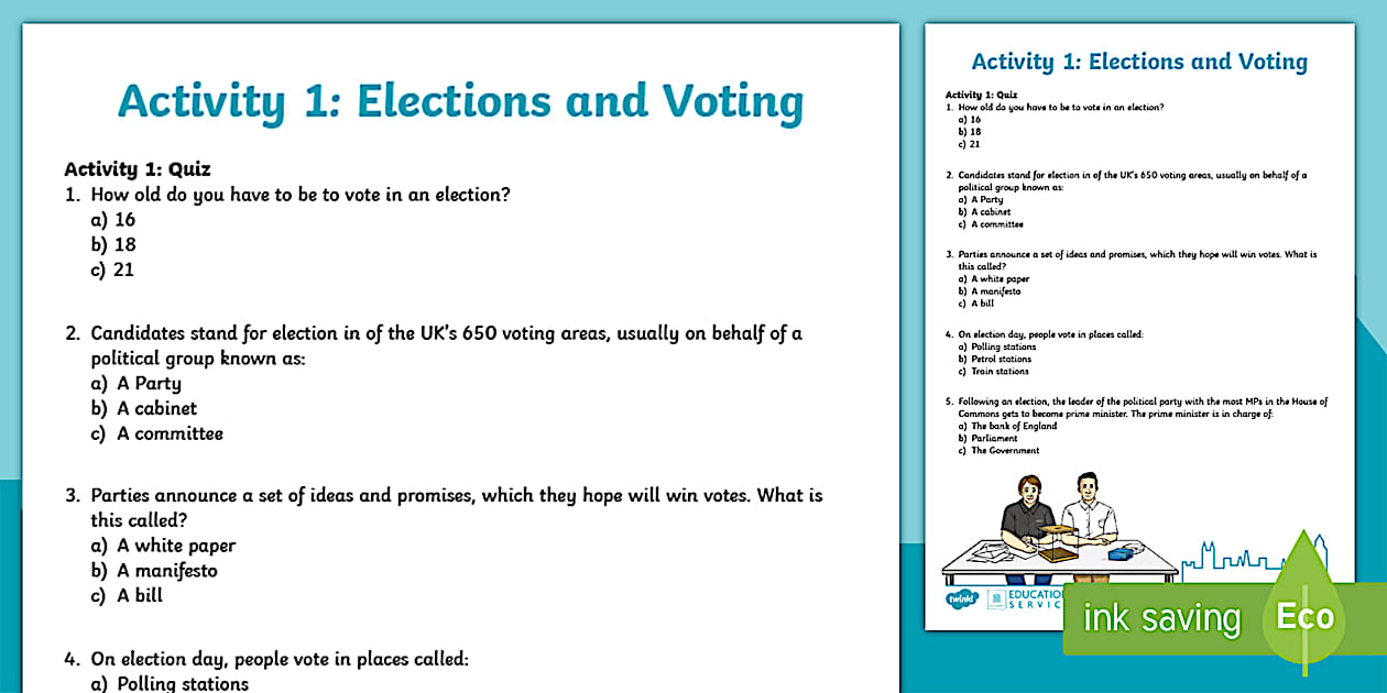 UK Parliament: Elections and Voting Quick Quiz - Twinkl